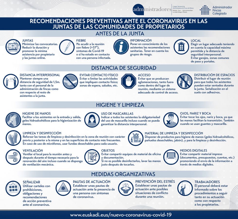 Recomendaciones preventivas ante el coronavirus en las Juntas de la ...